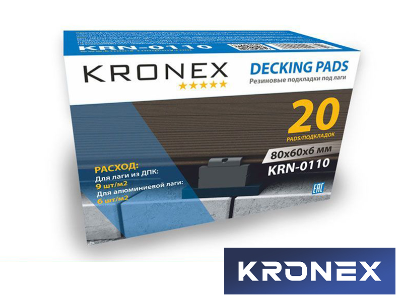 Резиновые подкладки под лаги KRONEX 80х60х6мм (упак. 20 шт) купить в Минске